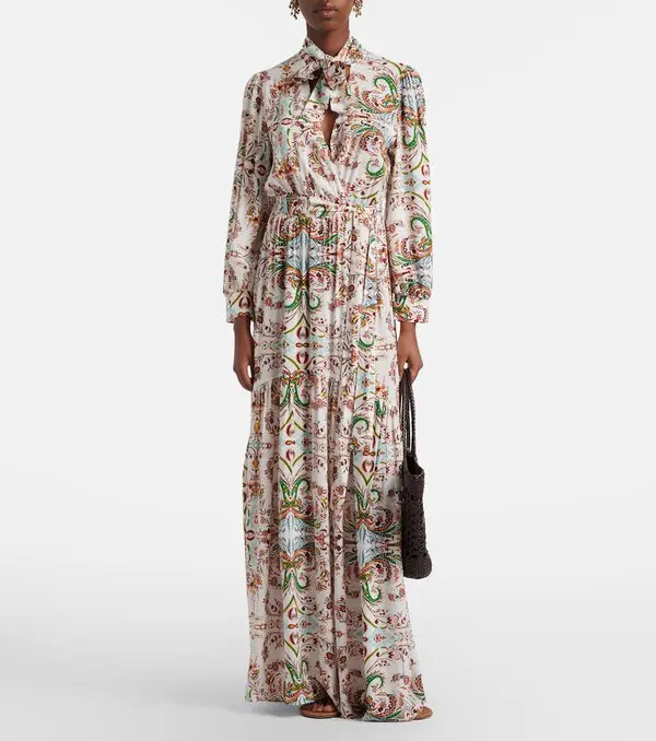 Melissa Odabash Skylar Tie-neck Printed Maxi Dress