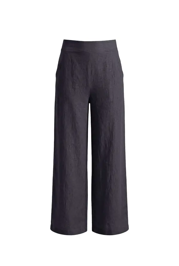 JAMES LAKELAND Navy Linen Wide-leg Trousers