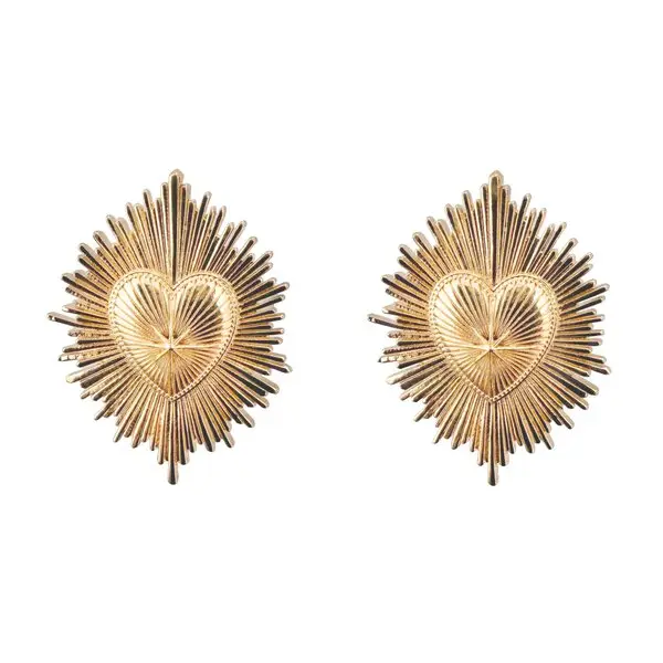 IN CAUDA VENENUM Akasha Sacred Heart Medallion Earrings - Gold