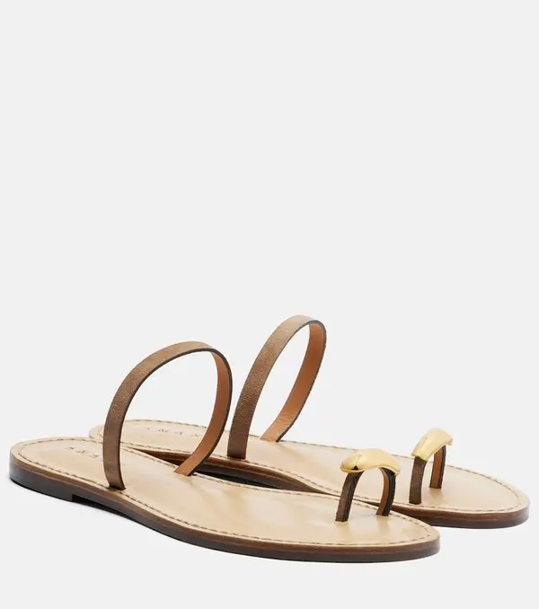 AMANU Kibera Suede Sandals With Gold Tone Detail - Brown