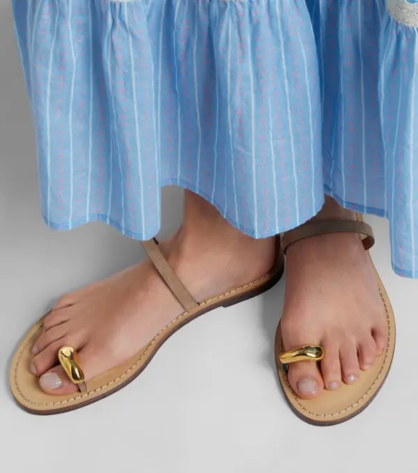 AMANU Kibera Suede Sandals With Gold Tone Detail