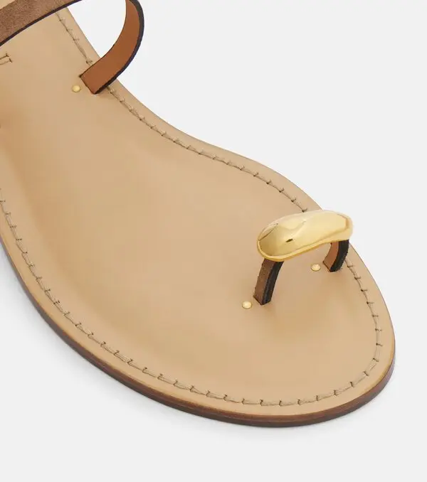 AMANU Kibera Suede Sandals With Gold Tone Detail