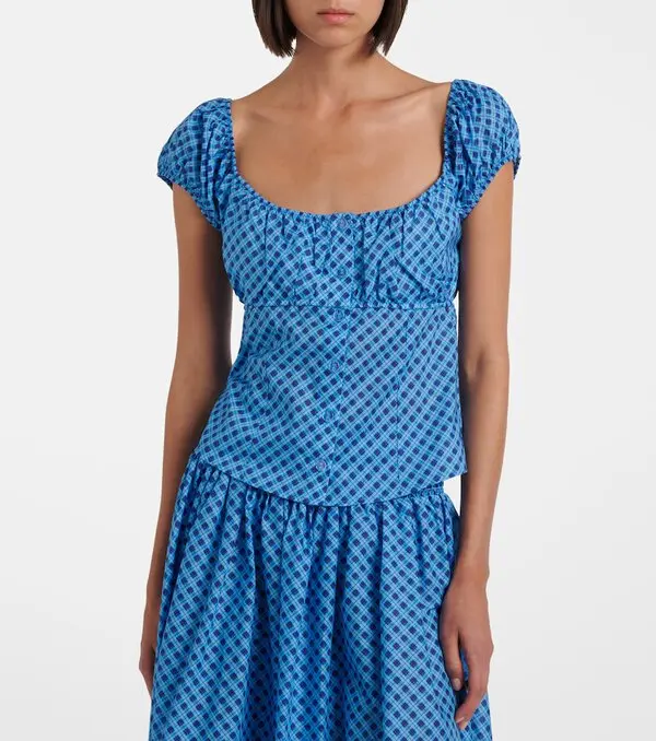 MONTCE Millie Plaid Cotton Top - Blue