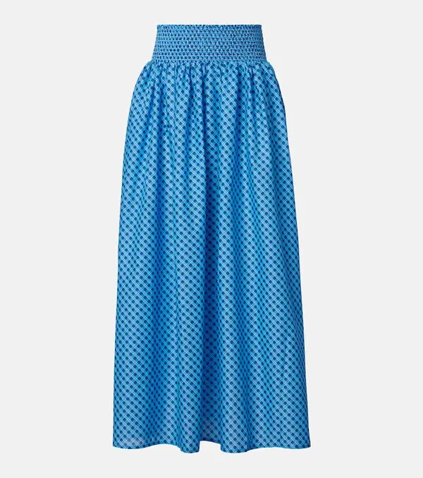 MONTCE Millie Plaid Cotton Maxi Skirt - Blue