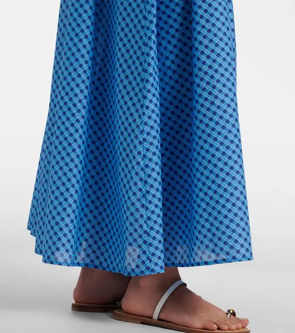 MONTCE Millie Plaid Cotton Maxi Skirt - Blue