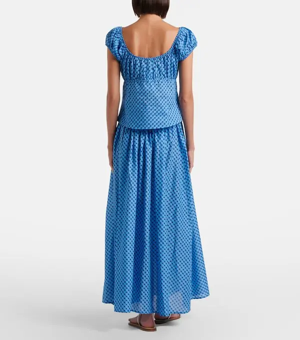MONTCE Millie Plaid Cotton Maxi Skirt - Blue