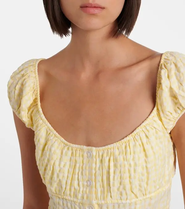 MONTCE Millie Gingham Puff Sleeve Top - Yellow