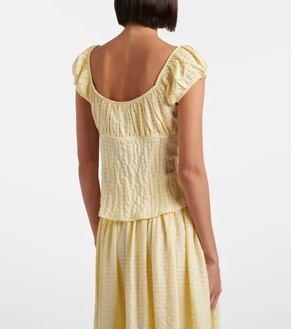 MONTCE Millie Gingham Puff Sleeve Top - Yellow