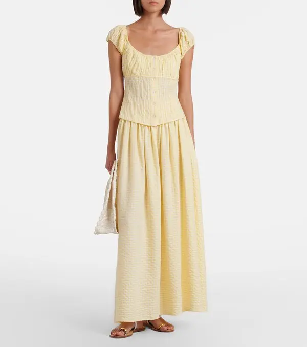 MONTCE Millie Gingham Puff Sleeve Top - Yellow