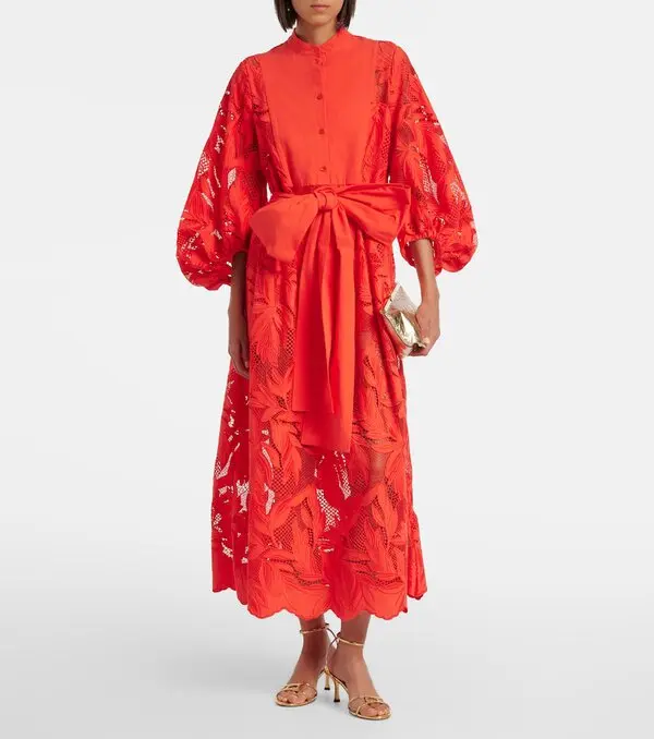 Erdem Embroidered Mesh Midi Dress