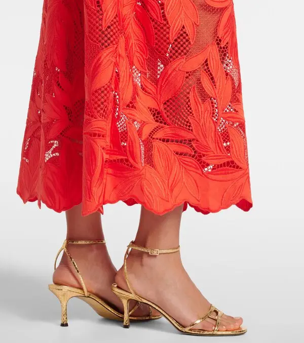 Erdem Embroidered Mesh Midi Dress