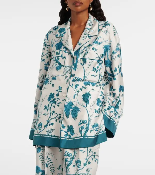 Erdem Floral Silk Pajama Shirt
