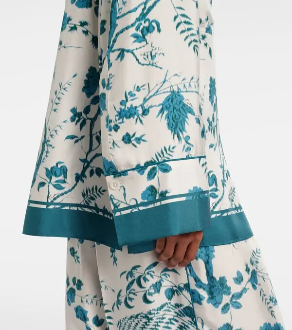 Erdem Floral Silk Pajama Shirt