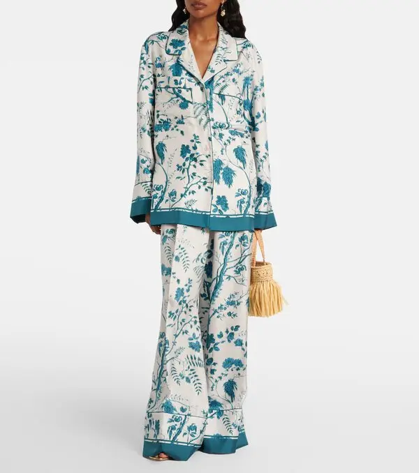 Erdem Floral Silk Pajama Shirt