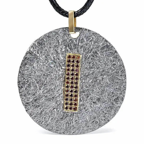 GERMAN KABIRSKI Gold Plated Silver Pendant With Garnet - Gold/red/silver