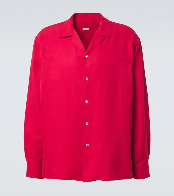 A.PRESSE Vintage Silk And Linen Shirt - Red