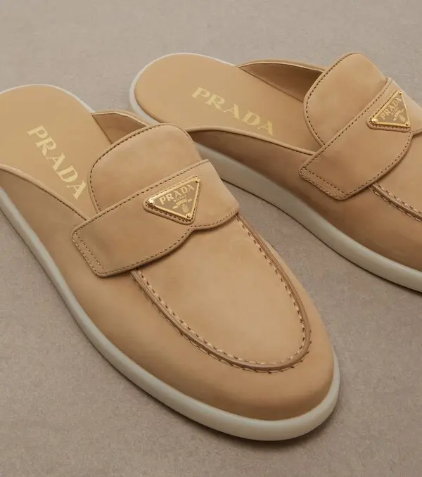 Prada Suede Almond Toe Mules