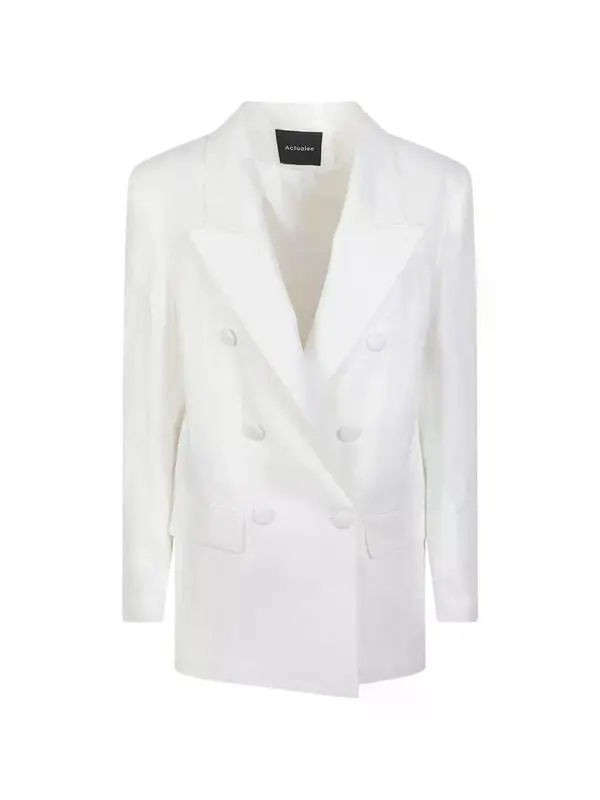 ACTUALEE Double-breasted Linen Jacket - White