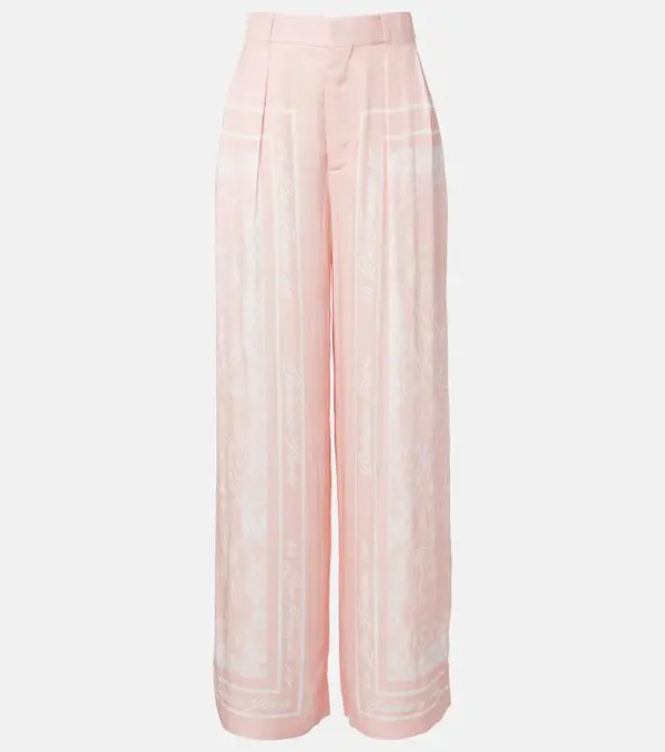 Balmain Printed Satin Palazzo Pants - Pink