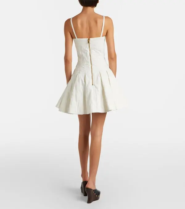 Balmain Denim Mini Dress With Gold Hardware - White