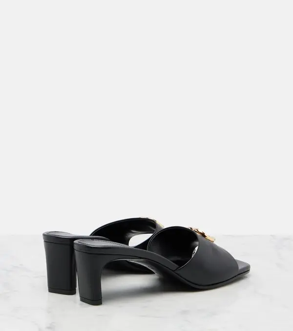 Gucci Double G Leather Mules - Black