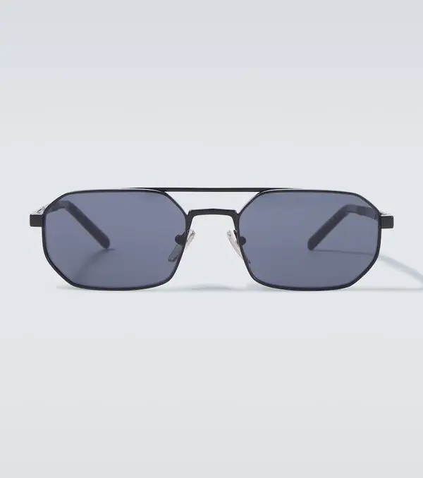 Prada Engraved Rectangular Sunglasses - Black