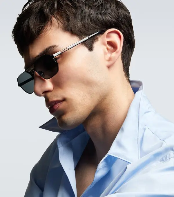 Prada Engraved Rectangular Sunglasses