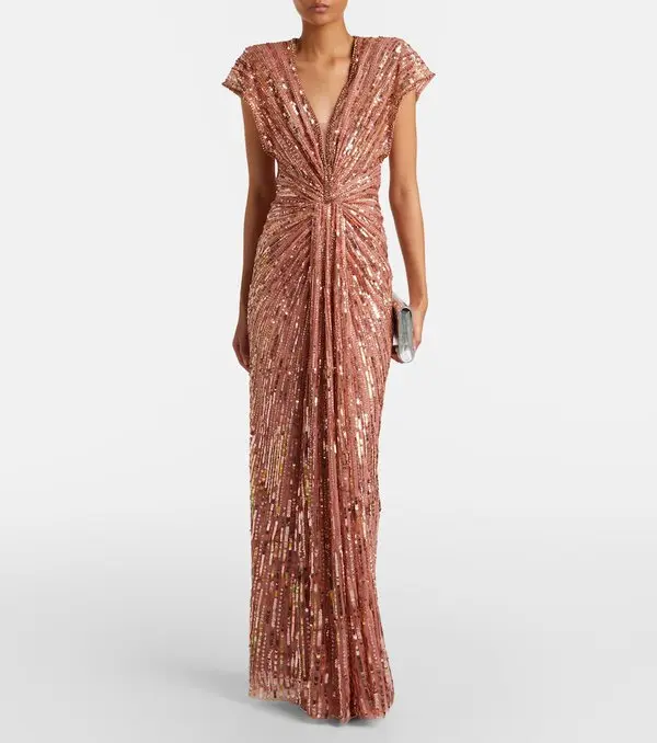 Jenny Packham Embellished Gown - Pink