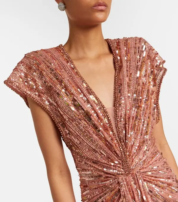 Jenny Packham Embellished Gown - Pink