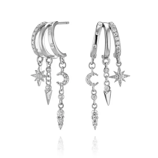 AARIA LONDON Mini Nyx Star & Moon Earrings - Silver