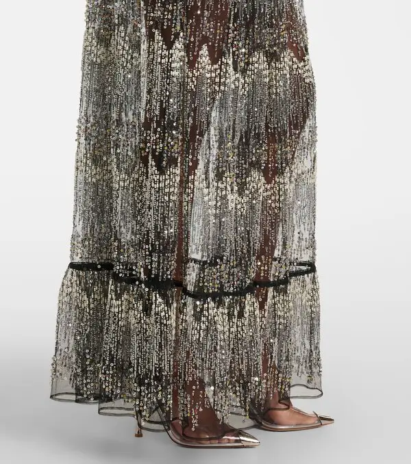 Rabanne Embellished Off-shoulder Gown