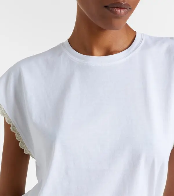 FRAME Crochet Cotton Jersey T-shirt