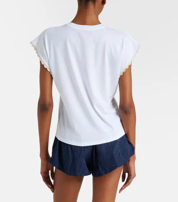 FRAME Crochet Cotton Jersey T-shirt
