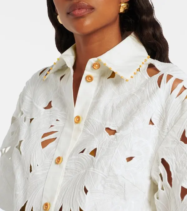 Zimmermann Mahon Embroidered Cotton Poplin Shirt - White
