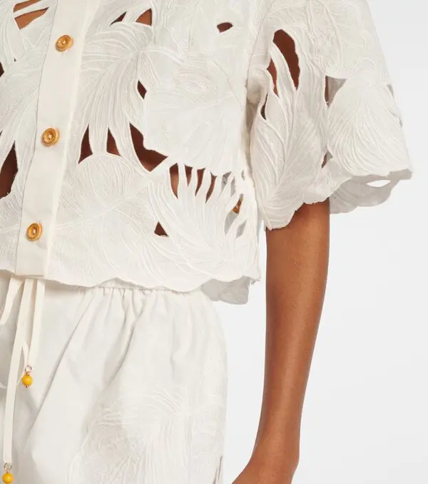 Zimmermann Mahon Embroidered Cotton Poplin Shirt - White