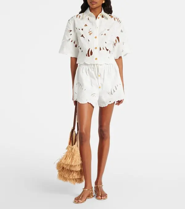 Zimmermann Mahon Embroidered Cotton Poplin Shirt - White