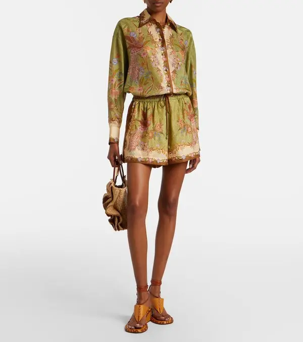 Zimmermann Indra Printed Silk Shorts - Multicoloured