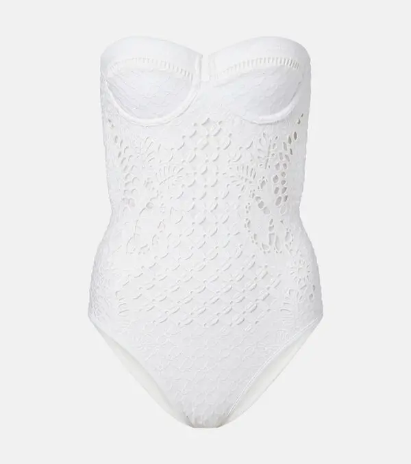 Zimmermann Indra Embroidered Swimsuit - White