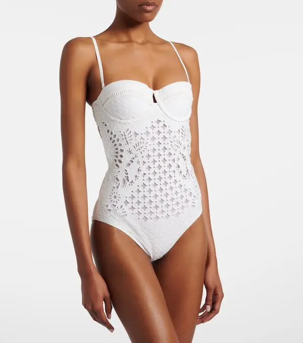Zimmermann Indra Embroidered Swimsuit - White