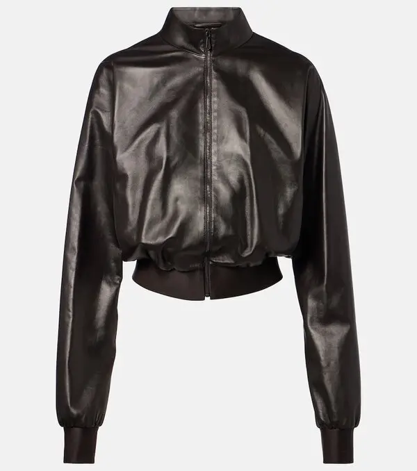 Gucci Leather Bomber Jacket - Black