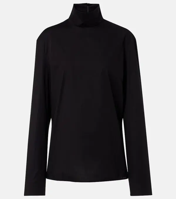 Gucci Cotton-blend Poplin Turtleneck Top - Black