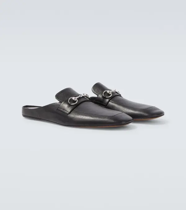 Gucci Horsebit Leather Mules - Black