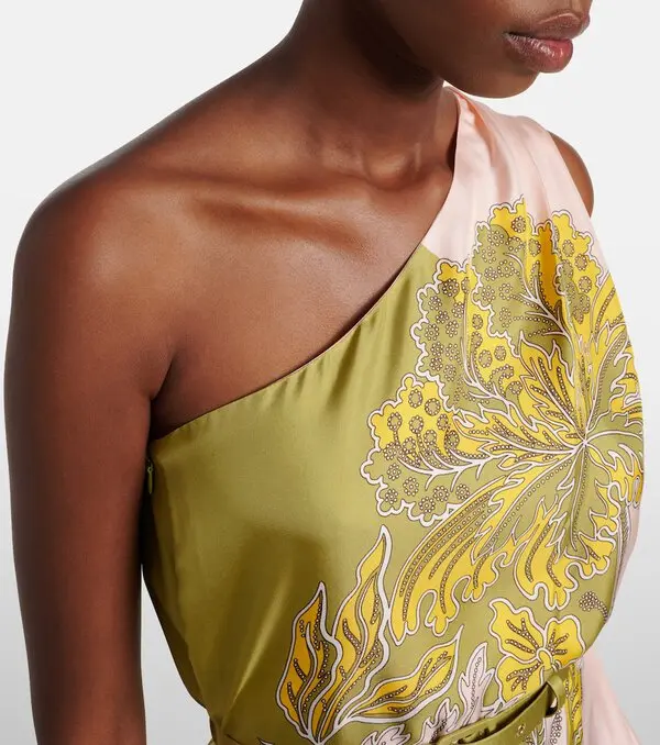 La DoubleJ Roy" Floral One-shoulder Silk Twill Maxi Dress - Pink