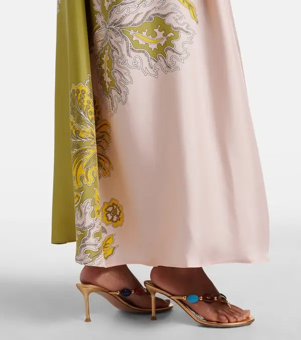 La DoubleJ Roy" Floral One-shoulder Silk Twill Maxi Dress - Pink