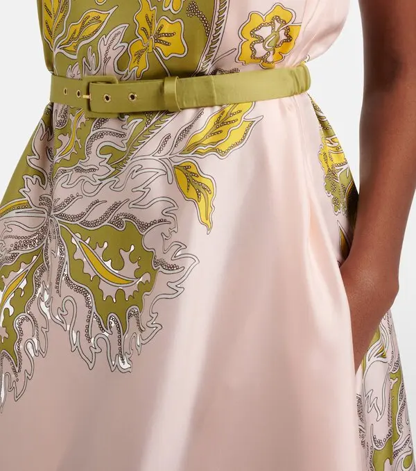 La DoubleJ Roy" Floral One-shoulder Silk Twill Maxi Dress - Pink