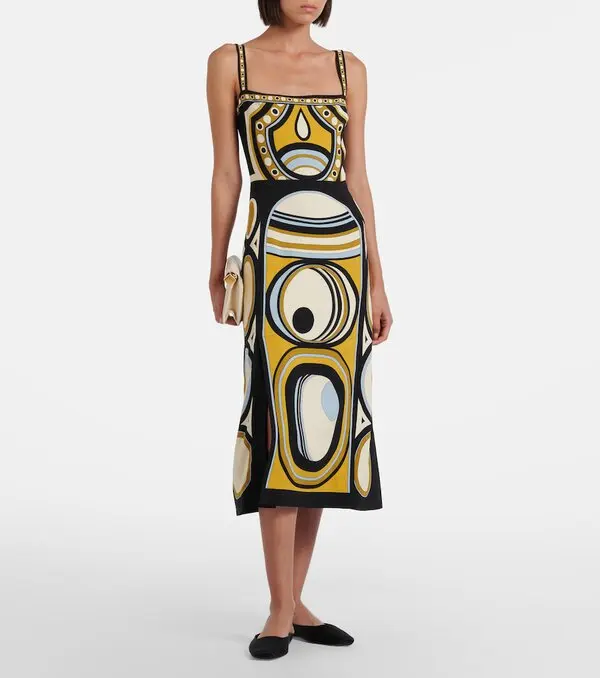 La DoubleJ Buy Me A Martini" Printed Satin Midi Dress - Black