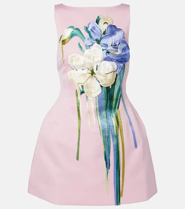 LEO LIN Ali Floral Appliqué Minidress - Pink