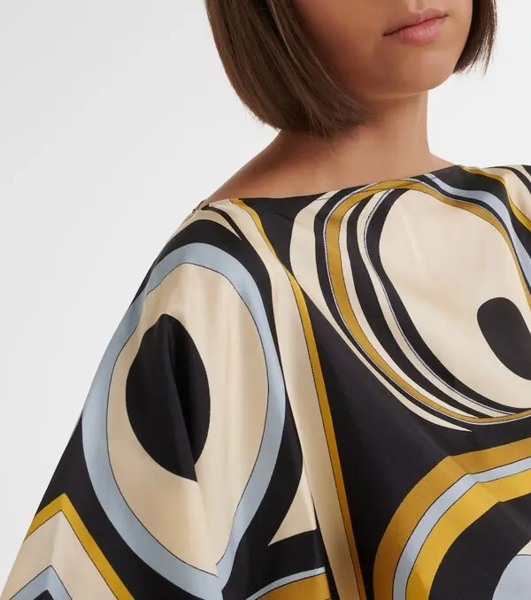 La DoubleJ Printed Silk Twill Foulard Top - Black