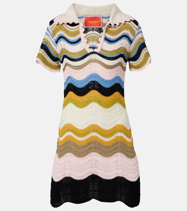 La DoubleJ Chevron Crochet Cotton Polo Dress - Multicoloured