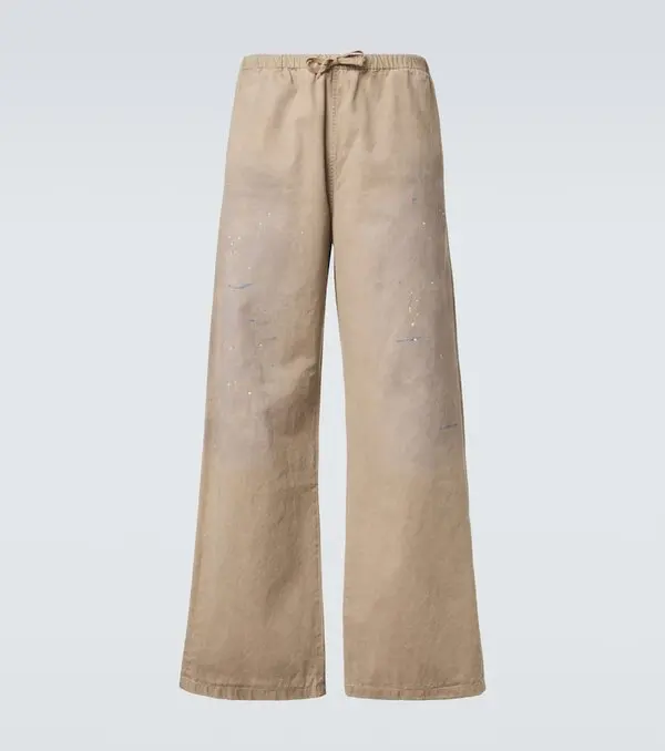 Acne Studios Cotton Twill Wide-leg Pants - Beige